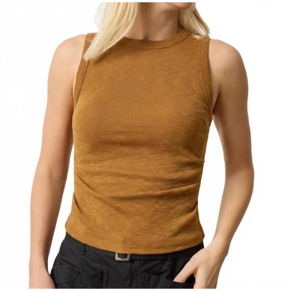 Lilla P | Tops | New Lilla P Rib Slub Side Pleat Tank In Dijon | Poshmark